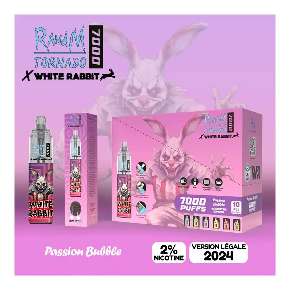 Puff Tornado 7000 - WHITE RABBIT Passion Bubble | Saveur Exotique