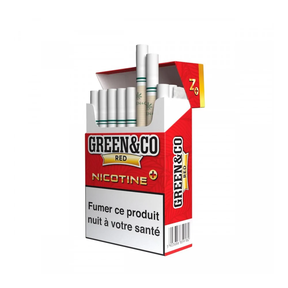 Cigarettes Nicotine CBD Green&Co Red 2% | Prix Grossiste & Particulier
