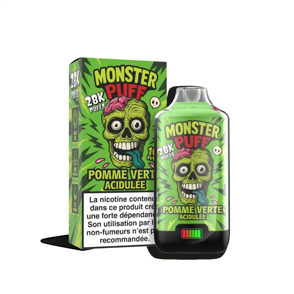 Puff Monster Puff 28k Pomme Verte Acidulée | Kit Vape Français 28000 Puffs