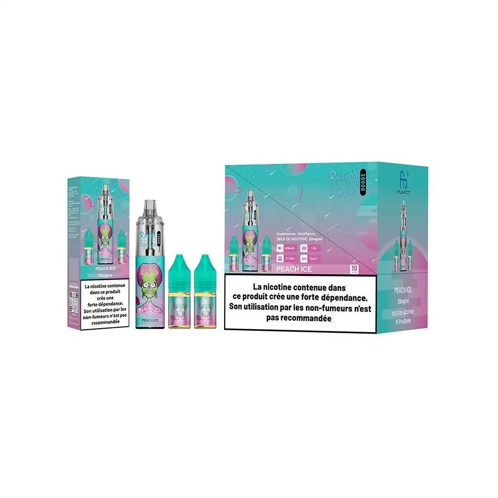 Puff Tornado RandM 20K Peach Ice 850mAh | Kit Vapotage Rechargeable Fumot