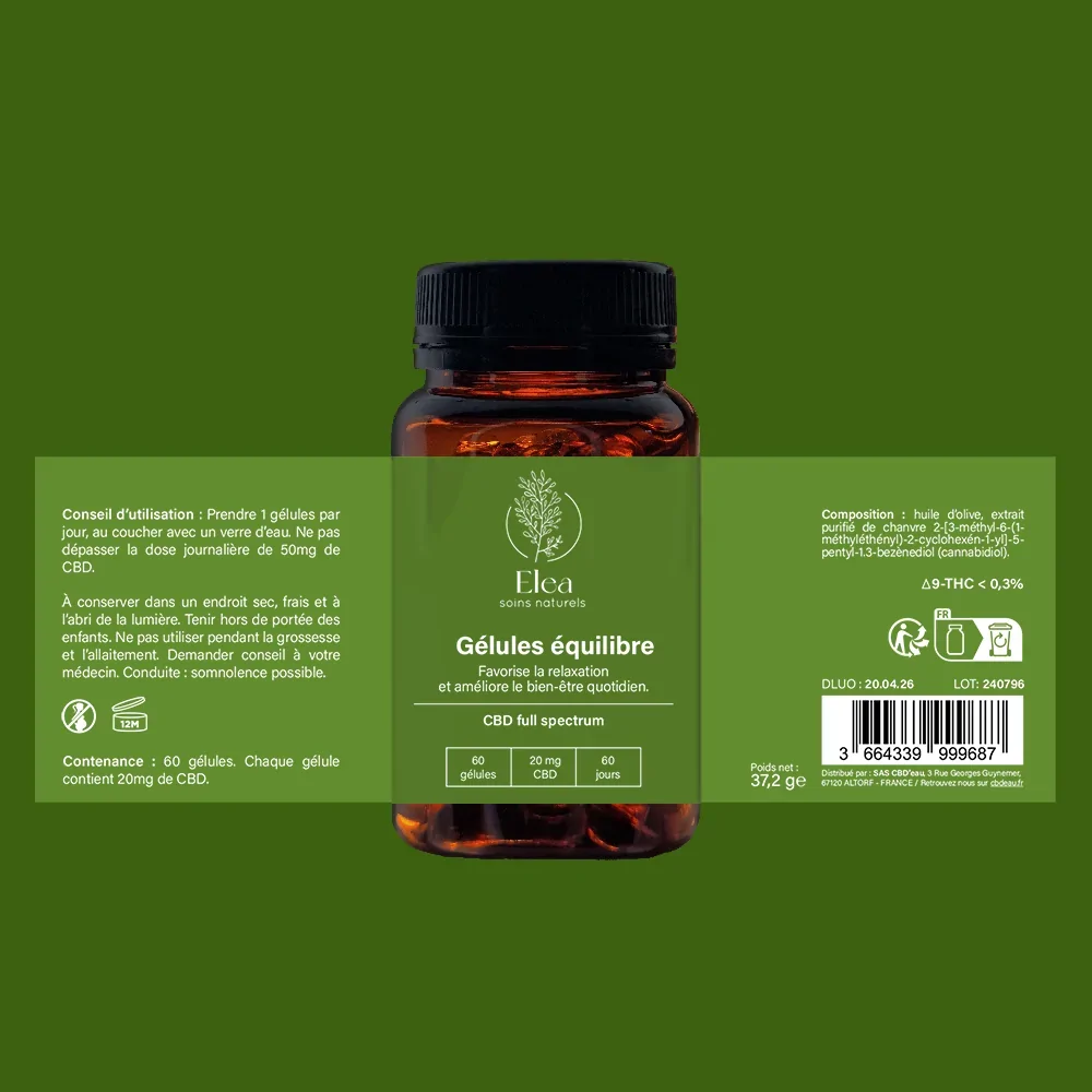 Gélule CBD Équilibre, contre le Stress et L'anxiété | ELEA